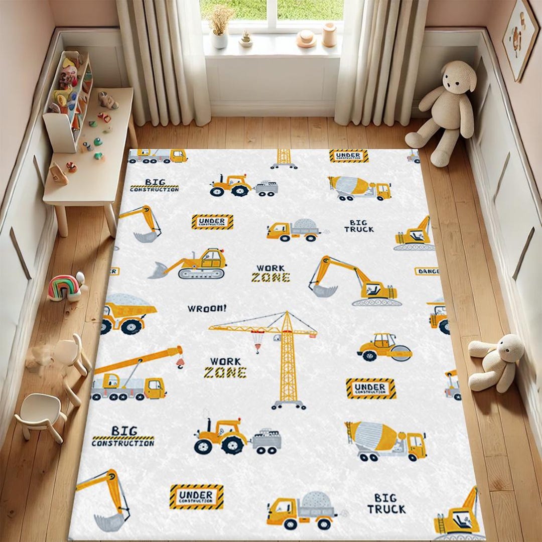 Construction Equipment Children's Carpet, Tractor Children's Carpet ...