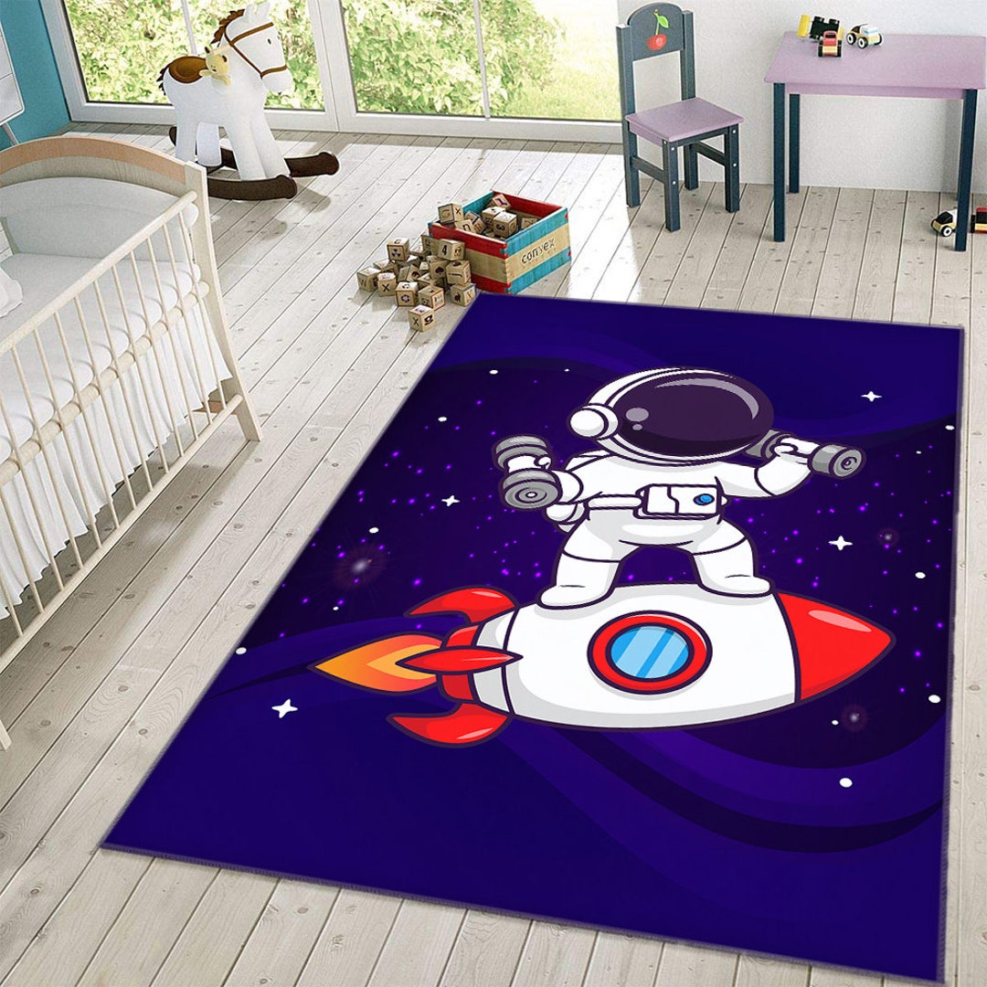 Astronaut Kids Rug, Alien Kids Rug, Spacecraft Rug, Kids Room Rug ...