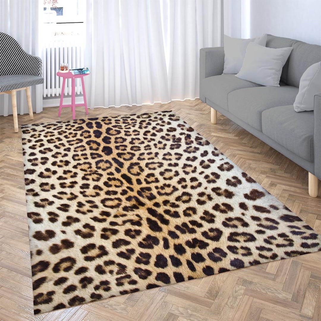 Leopard Print Area Rug: Modern Bohemian Decor, Non-slip - Etsy