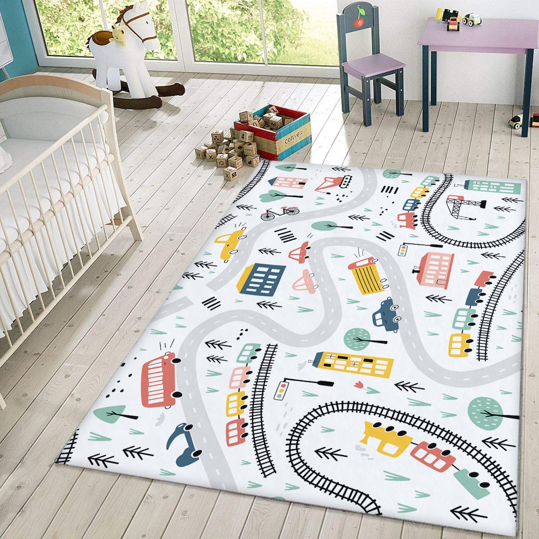 Cars Roads Children's Rug,city Road Kids Rug,play Rug,nursery Rug,kids ...