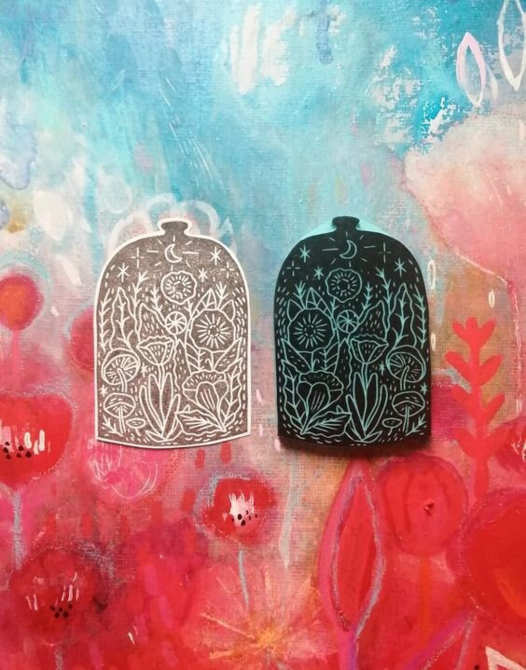 Botanical Flower Stamp, Handcarved Unmounted Rubber Stamp, Letter ...