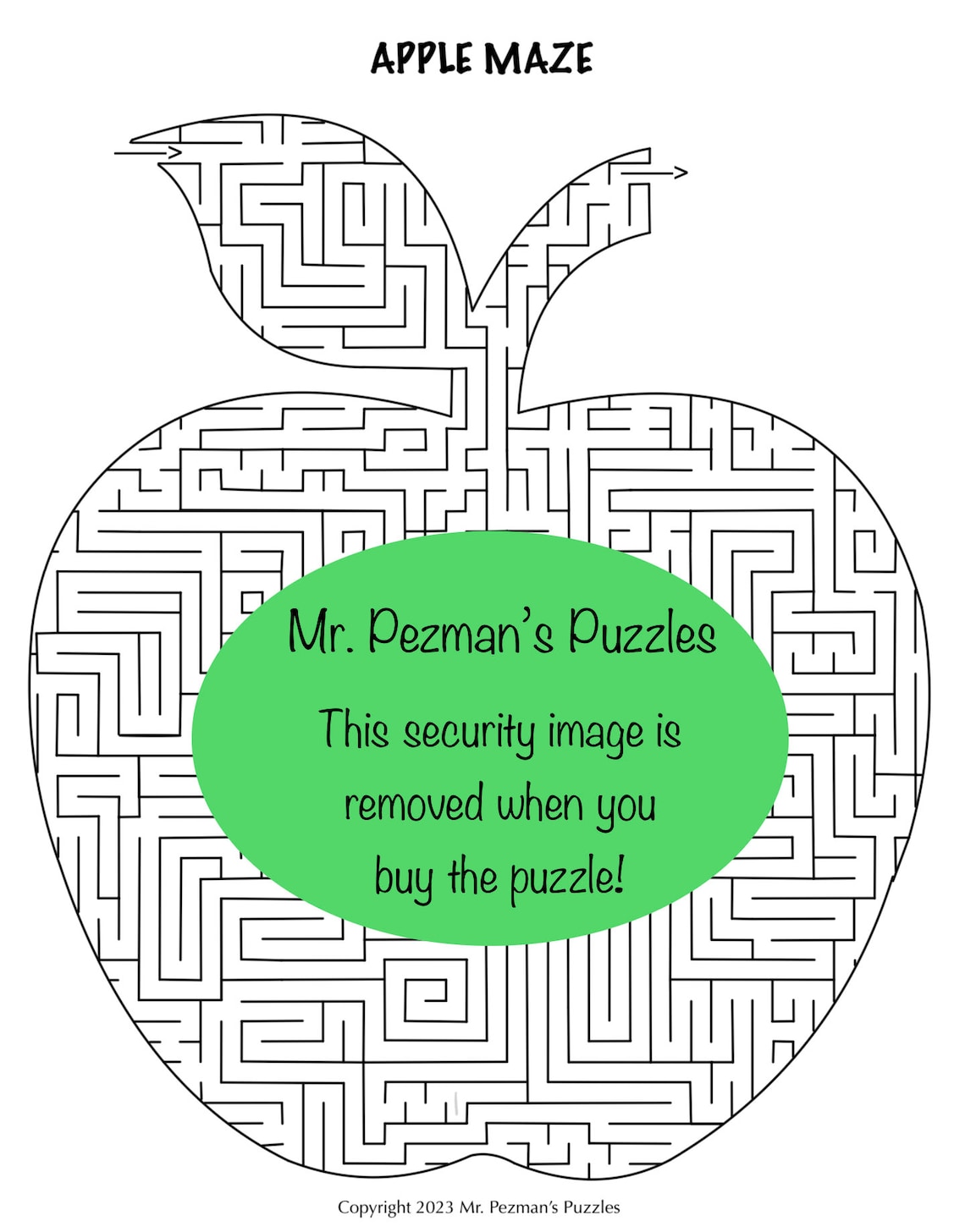 Printable PDF APPLE Maze Puzzle Adult Level Difficulty Download + Free ...
