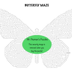 Printable PDF BUTTERFLY Maze Puzzle Adult Level Difficulty Download ...