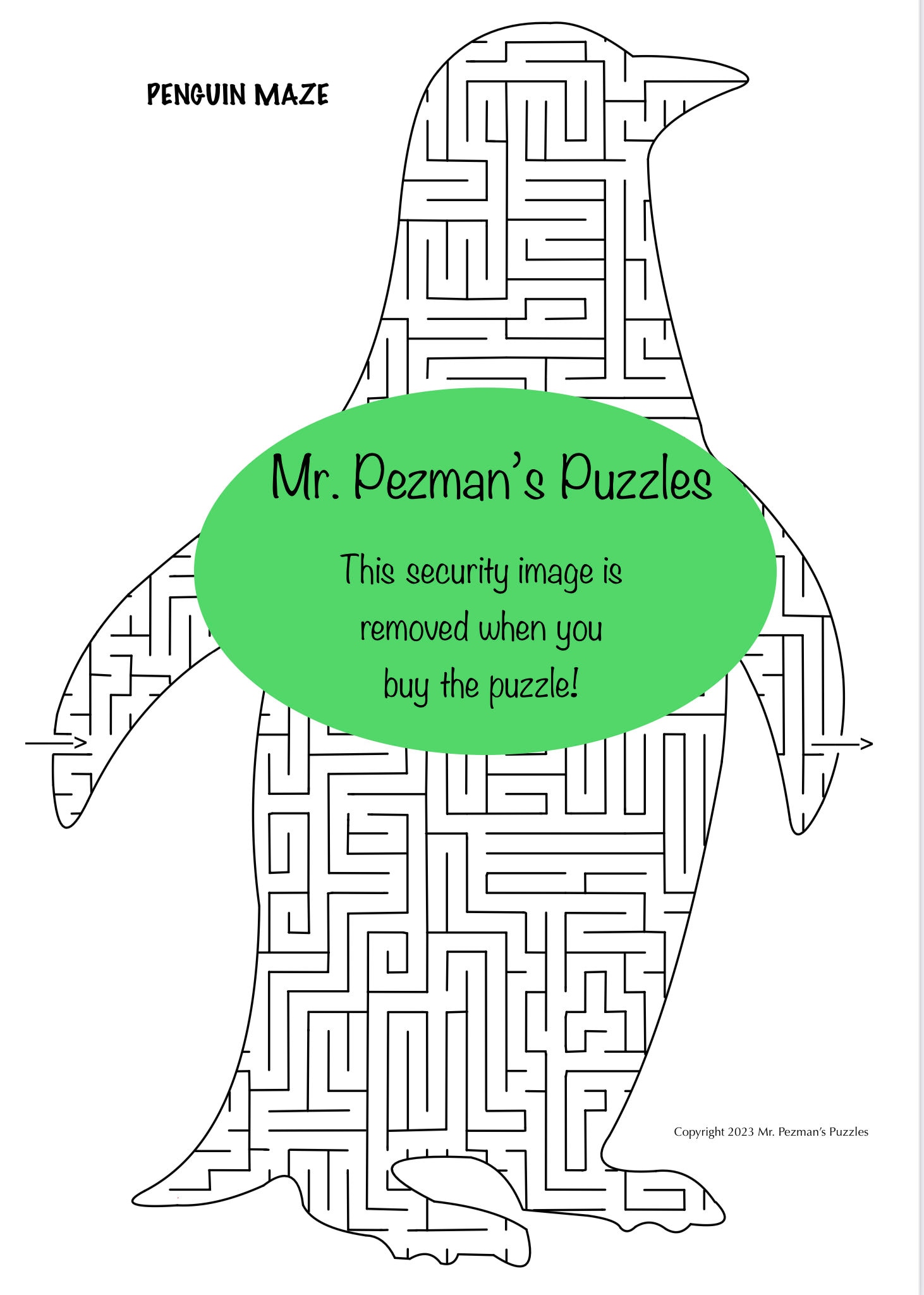Handmade Printable Penguin Maze Puzzle Game Fun Brain Teaser - Etsy