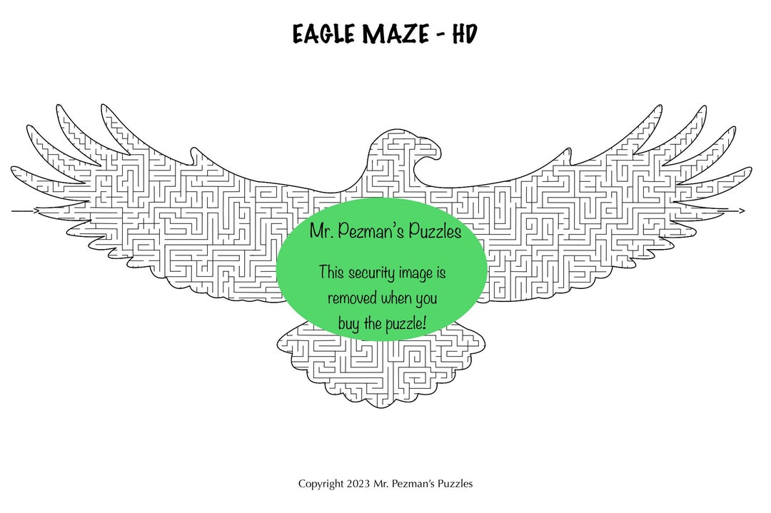 Printable PDF EAGLE Maze Puzzle Adult Level of Difficulty Download ...