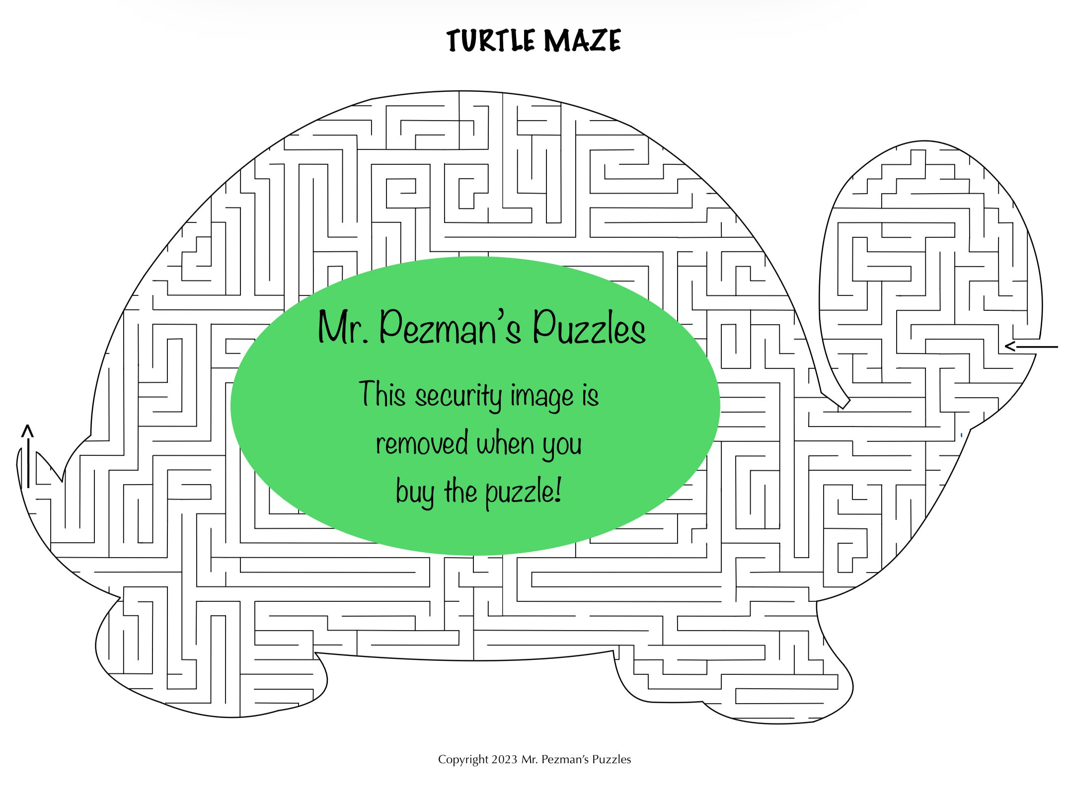 Handmade Printable Turtle Maze Puzzle Game Challenging Brain Teaser PDF ...