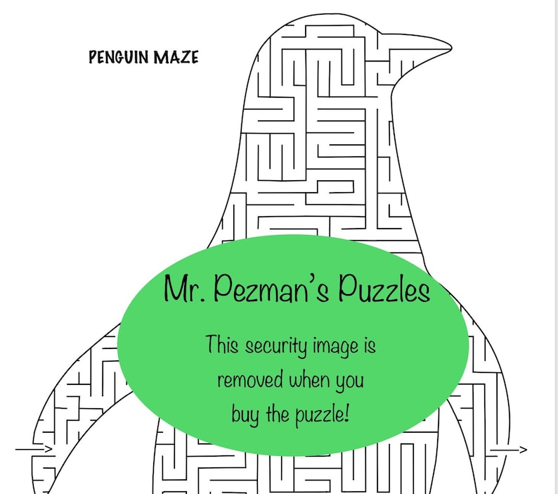 Handmade Printable Penguin Maze Puzzle Game Fun Brain Teaser PDF ...