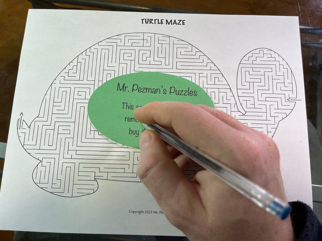 Handmade Printable Turtle Maze Puzzle Game Challenging Brain Teaser PDF ...