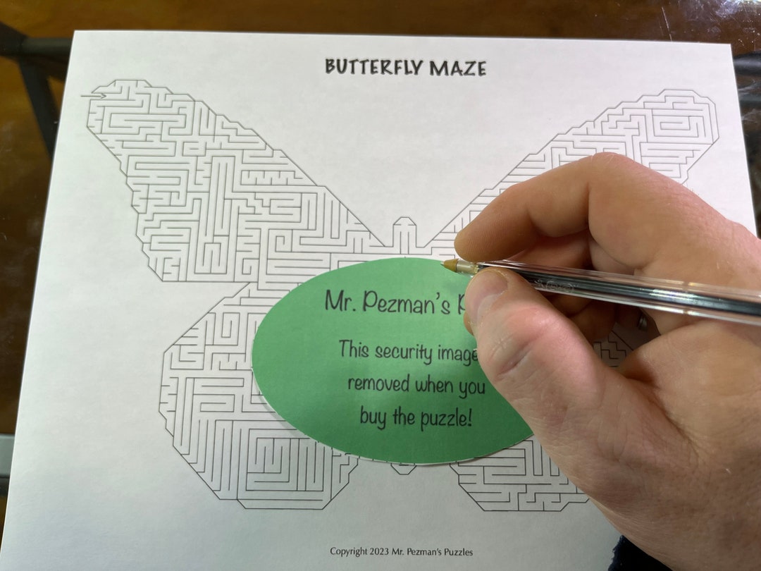 Printable PDF BUTTERFLY Maze Puzzle Adult Level Difficulty Download ...
