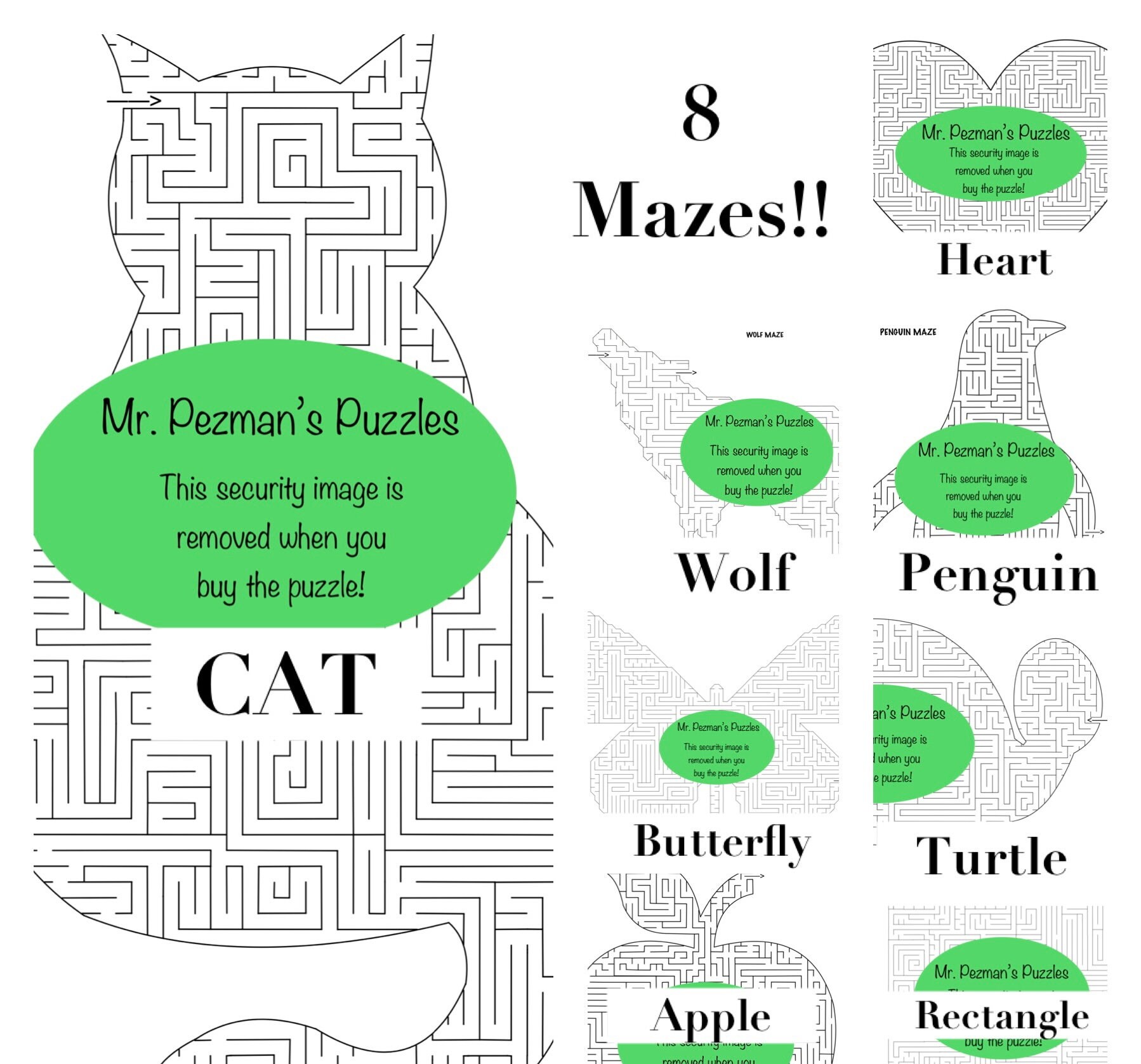 Printable PDF Mr. Pezmans Maze Puzzles 8 MAZES Adult Level Difficulty 8 ...