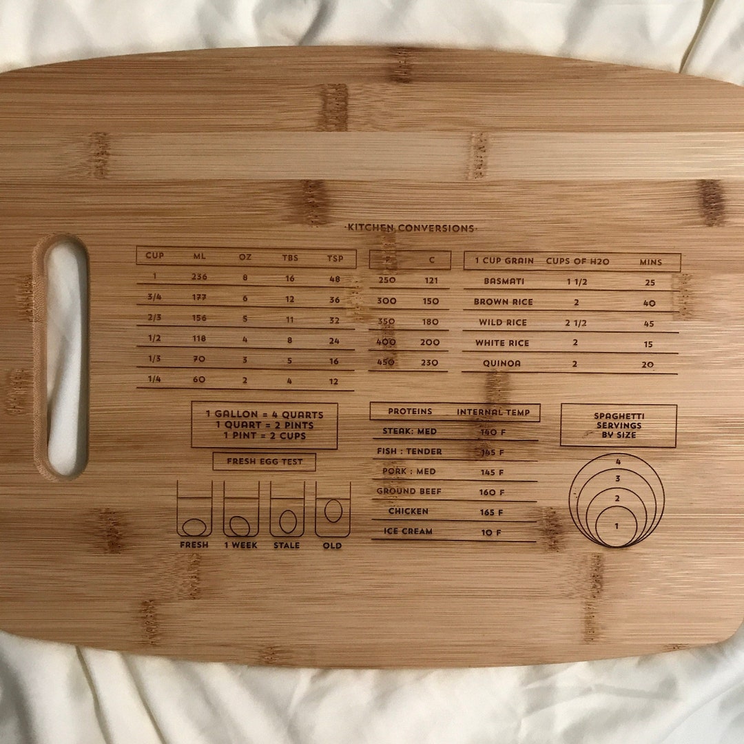 Kitchen Measurements Bamboo Cutting Board - Etsy