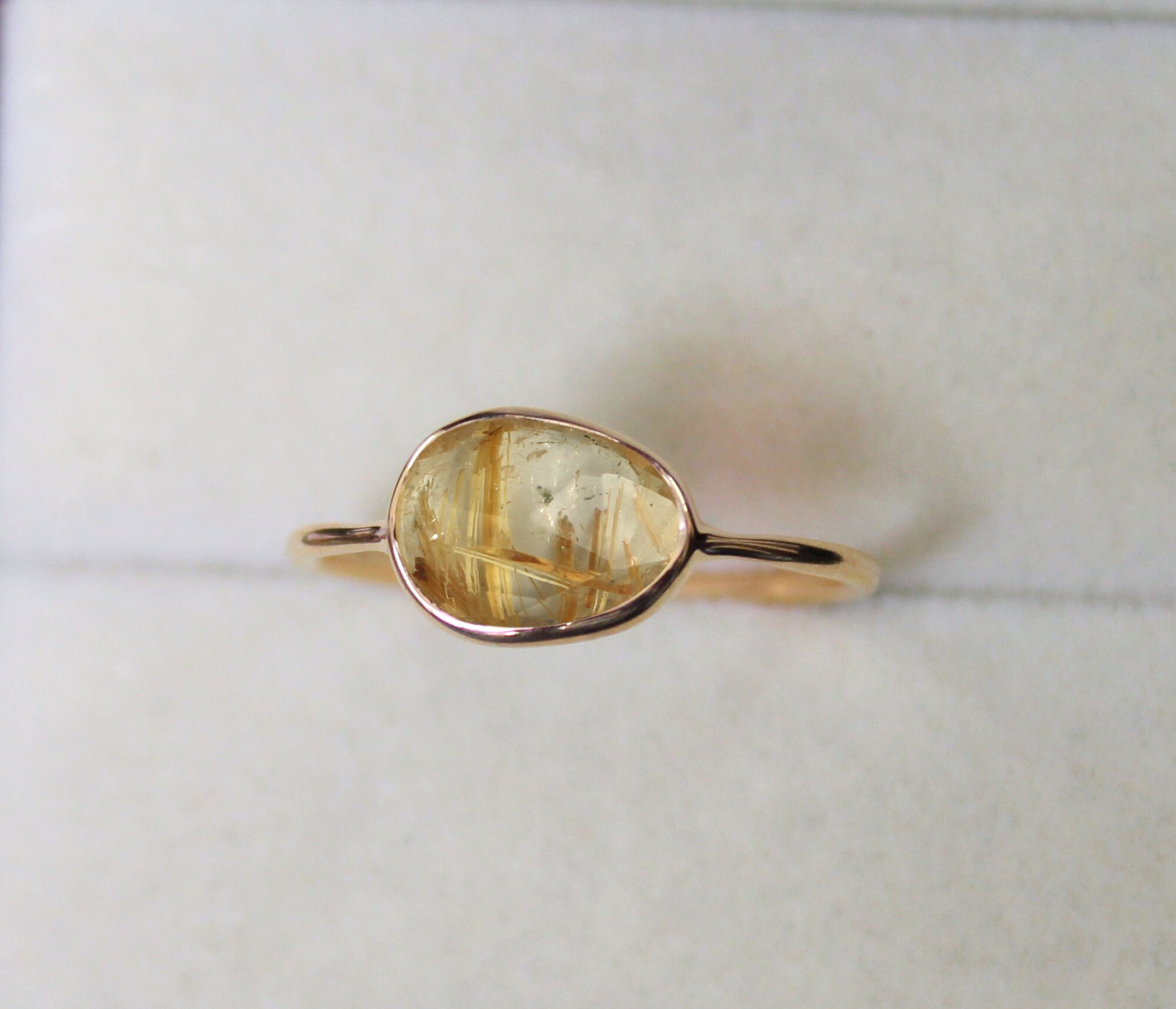Golden Rutile Quartz Slice Ring Rutile Quartz Slice Ring Birthstone ...