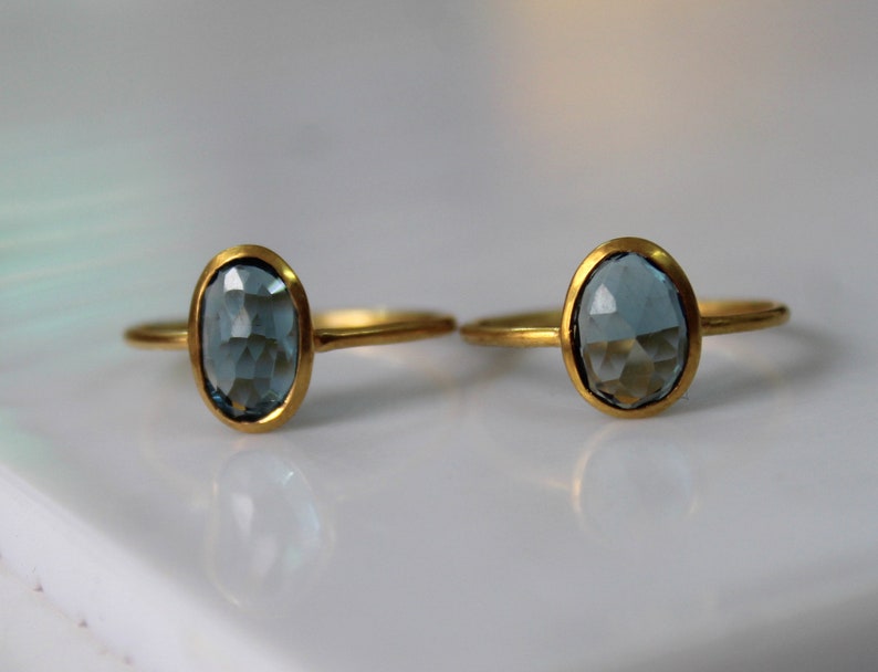 Solid Gold London Blue Topaz Ring - Handmade Gemstone Ring - Etsy