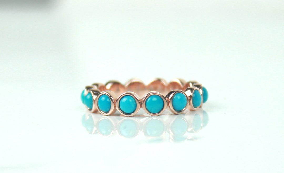 Natural Arizona Turquoise Eternity Ring - Turquoise Birthstone Ring ...
