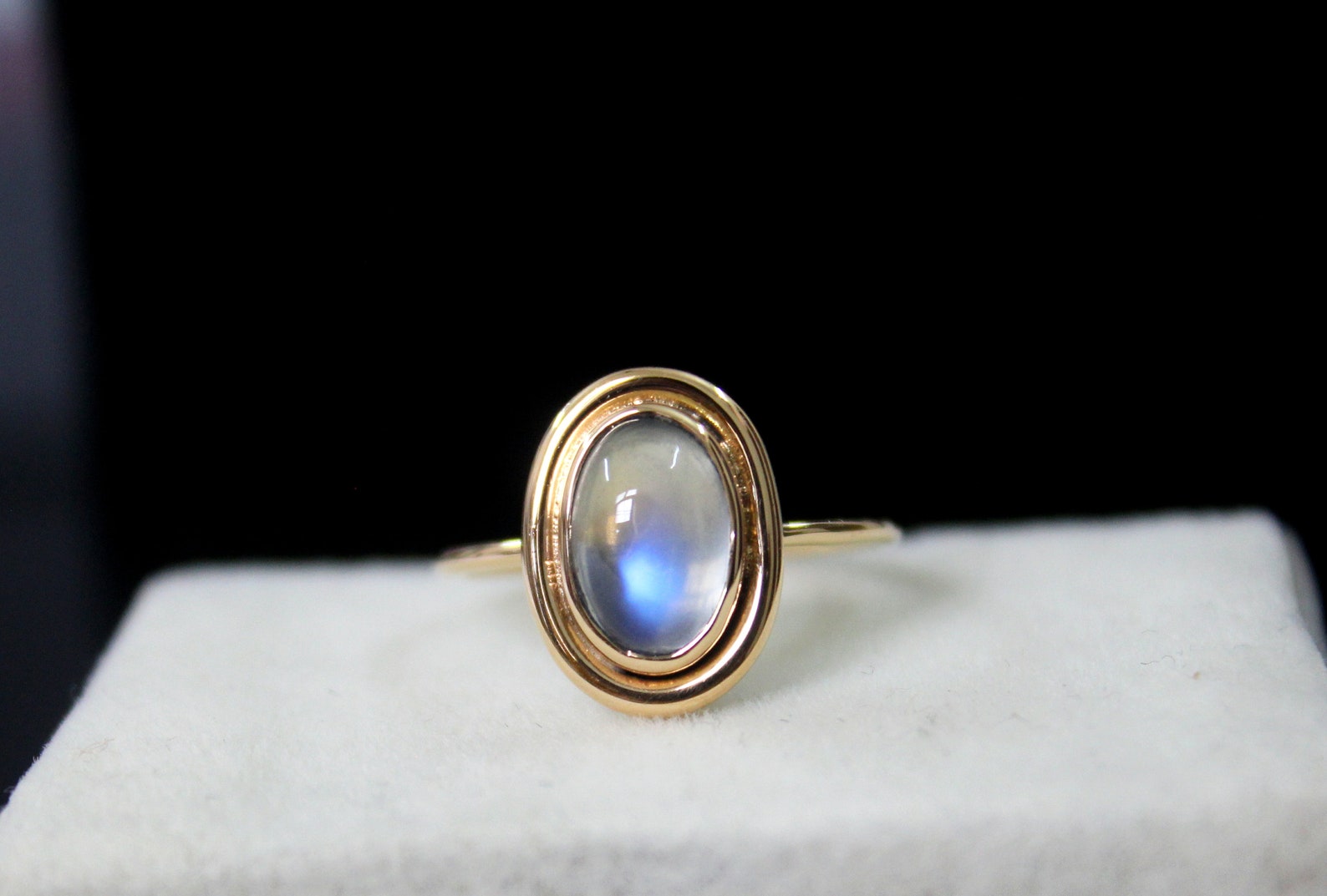 Blue Ceylon Moonstone Ring: Oval Gemstone, June Birthstone - Etsy
