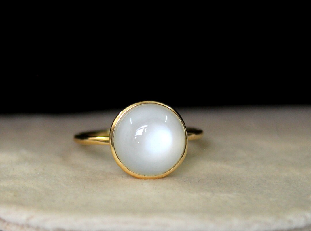 Natural White Moonstone Gold Ring White Moonstone Gold Ring Promise ...