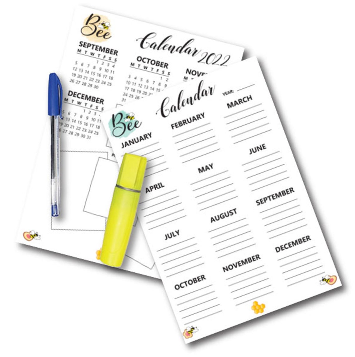 Cute Bee Perpetual, 2023 & 2024 Printable Calendars A4 - Etsy