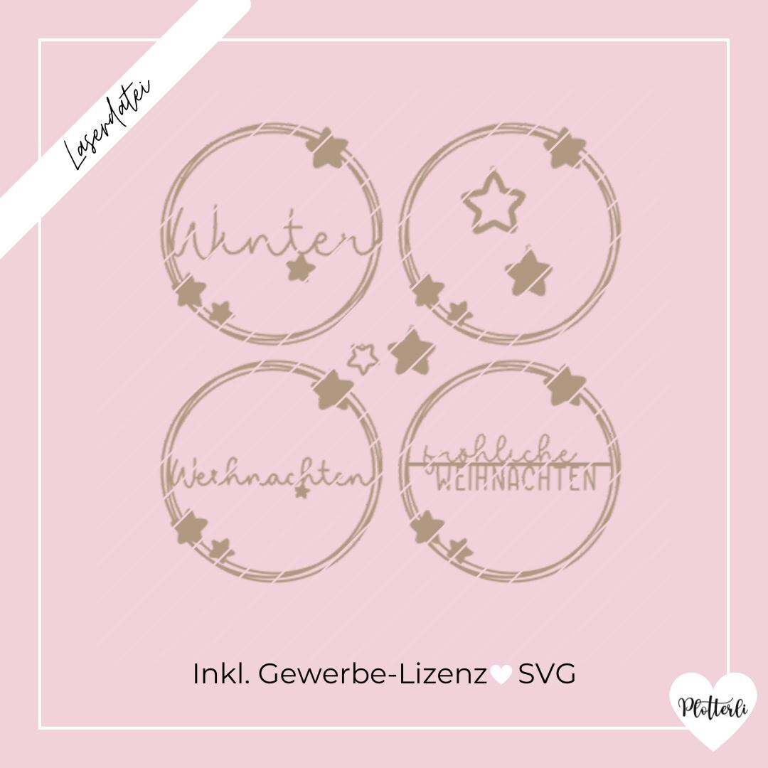 SVG Laser File Star Loops, Loop, Winter, Christmas, Wreath, SVG Laser ...