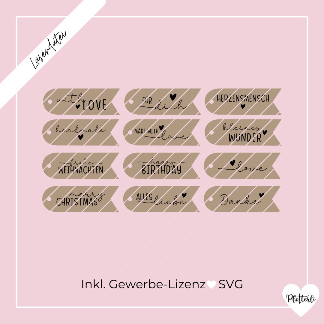 SVG Laser File 25 Gift Tags, Pendants, Decorative Tags, SVG Laser Cut ...