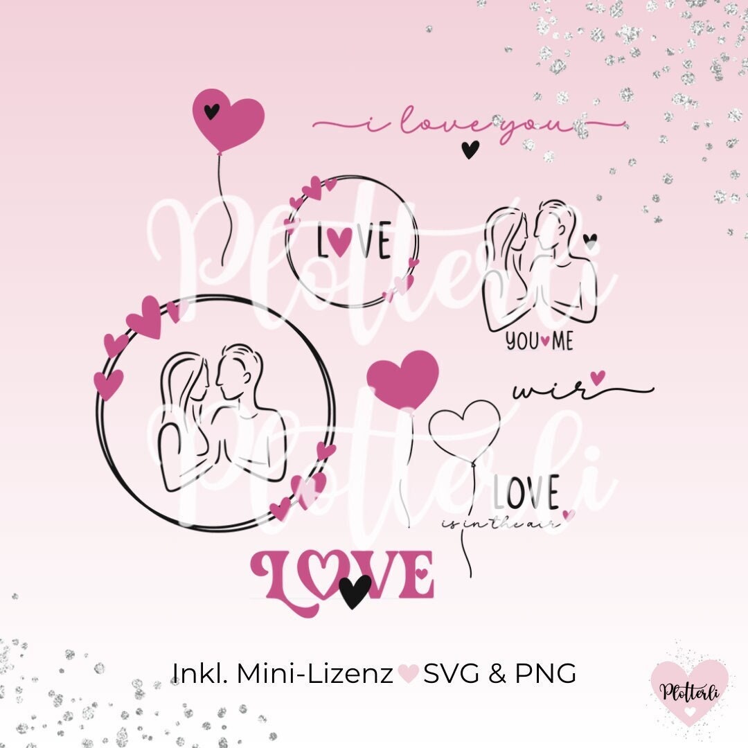 Plotterdatei & Laserdatei LOVE / Liebe / Paar / Pärchen / Valentinstag / Hochzeit / SVG PNG ...
