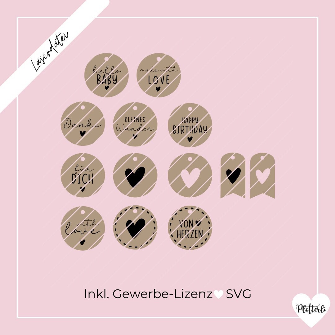 SVG Laser File 25 Gift Tags, Pendants, Decorative Tags, SVG Laser Cut ...