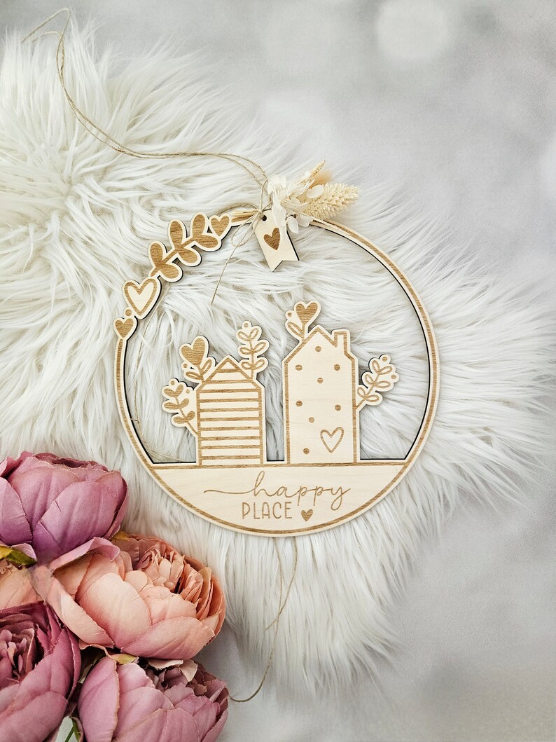 SVG Laser File Happy Home Loop, Wreath, House, SVG Lasercut, Including ...
