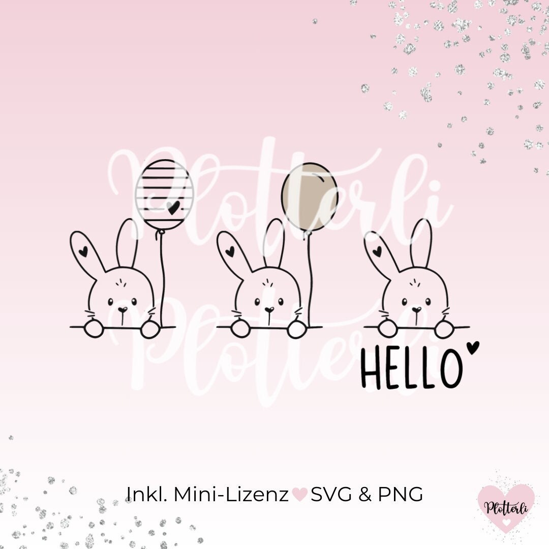 Plotter File & Laser File Hello Bunny / Rabbit / Baby / Cute Little ...