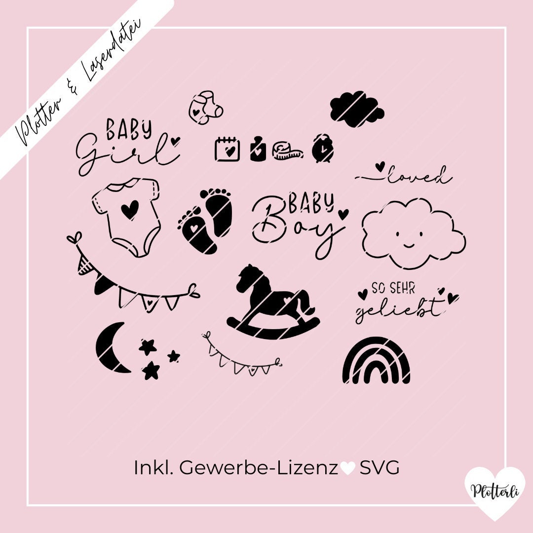 Plotter- & Laserdatei Baby-Bundle, Baby, SVG PNG inkl. Gewerbelizenz ...