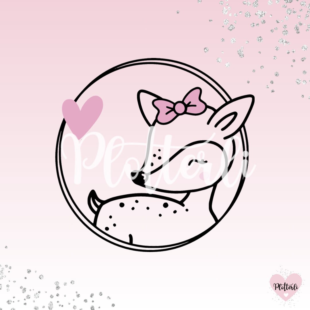 Plotterdatei süßes Reh / Rehkitz / Plotter Datei / Laserdatei / SVG & PNG inkl. Gewerbelizenz ...