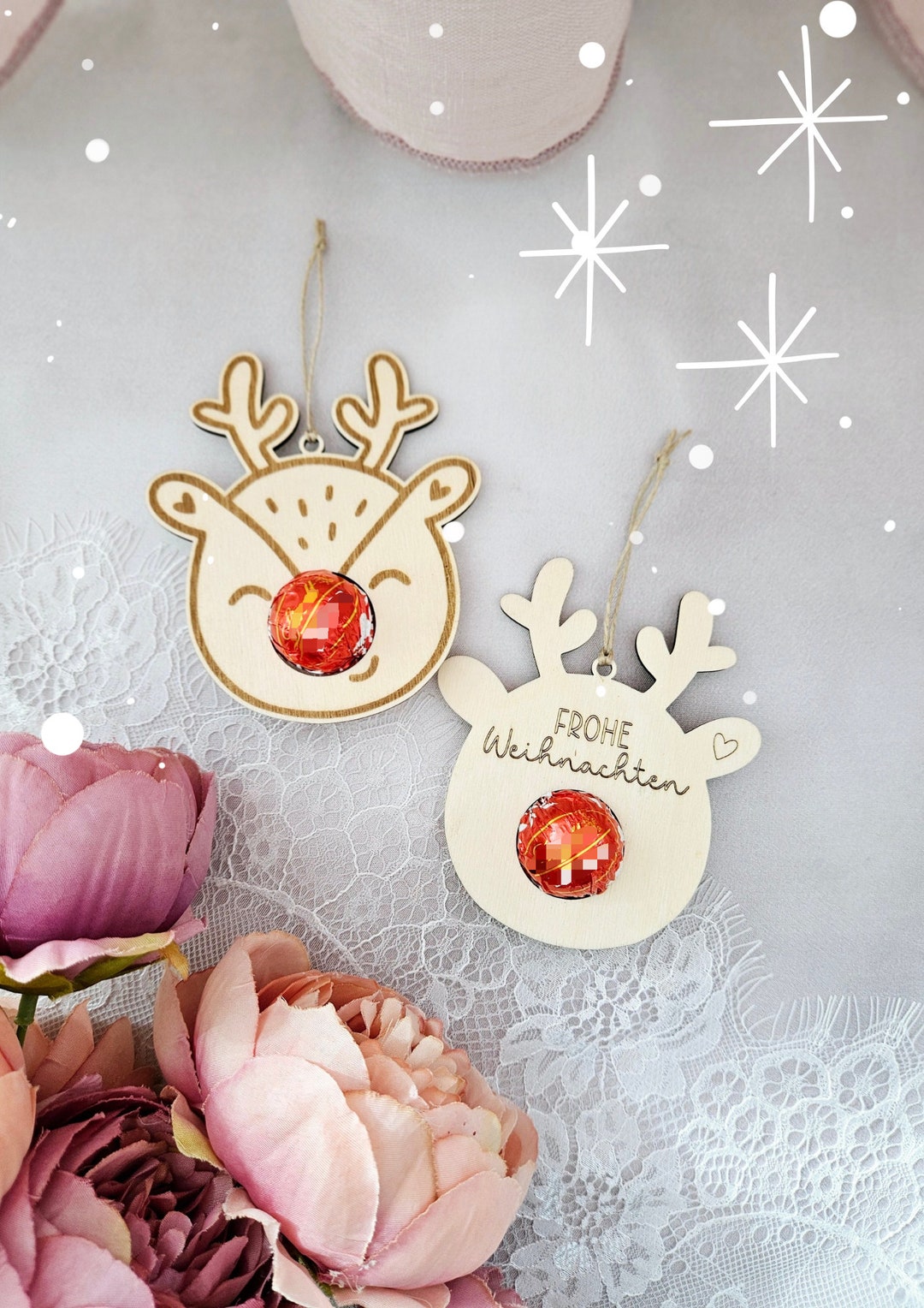 SVG Laser File Chocolate Ball Rudolf, Pendant, Gift Tag, SVG Lasercut ...