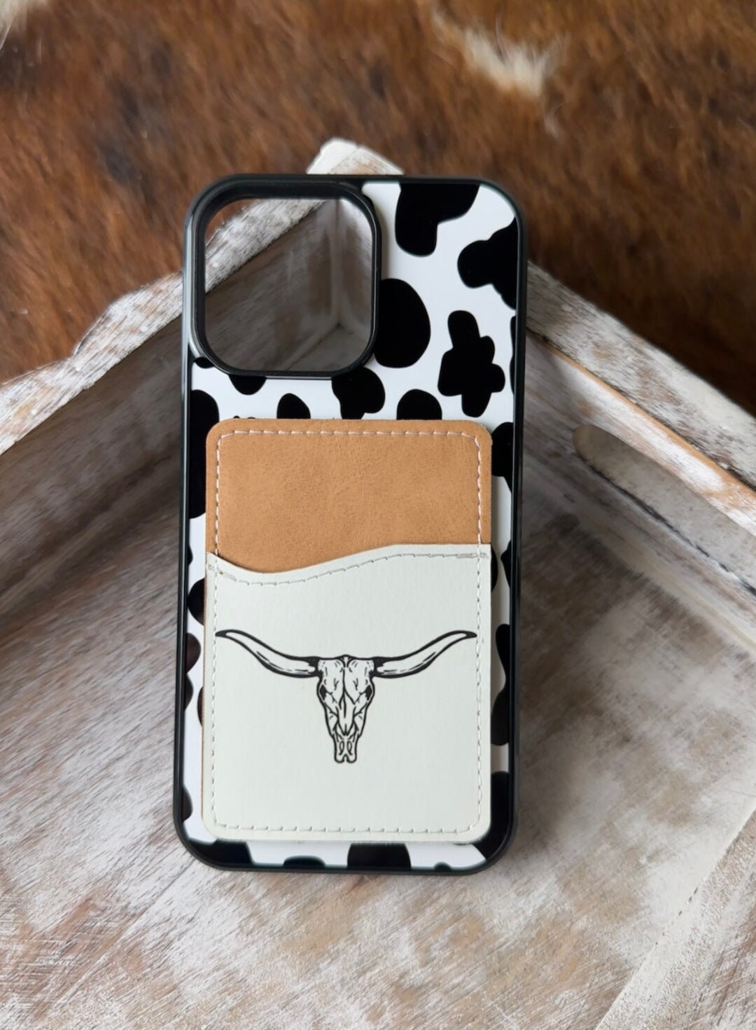 B&W Western Cowprint Bull Wallet Phone Case for iPhone and Samsung - Etsy