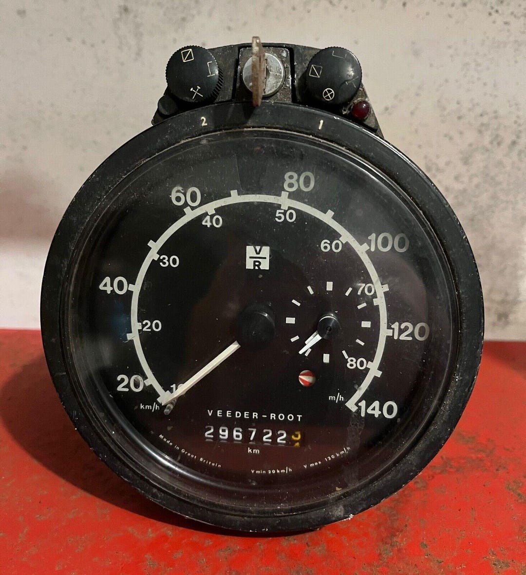 Vintage Veeder Root Tachometer - Tachograph Speedo Speedometer Bus ...