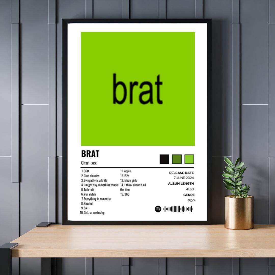Brat Charli XCX Album Poster | Modern Music Print | Digital Download ...