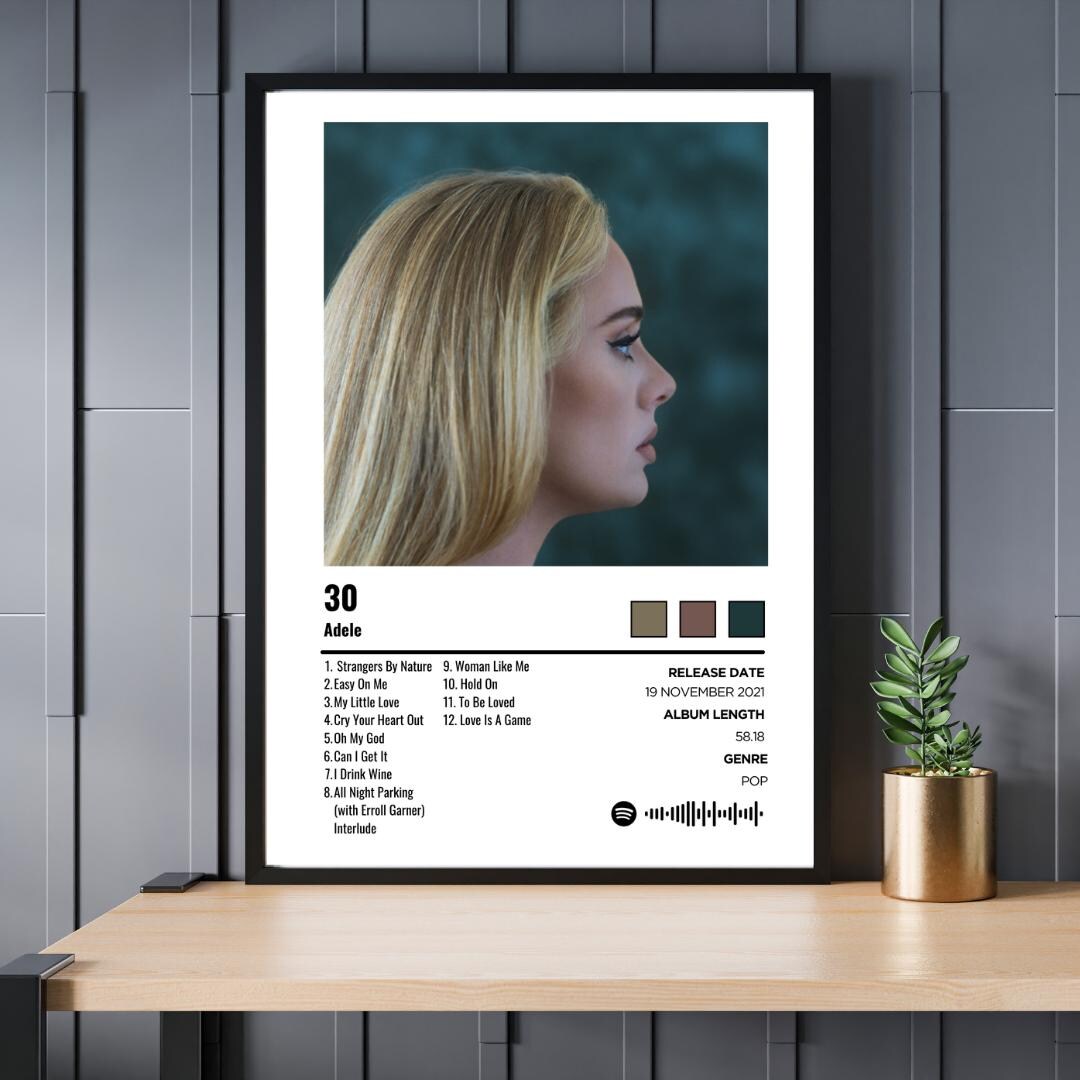 30 - Adele Album Poster | Modern Music Print | Digital Download Wall ...