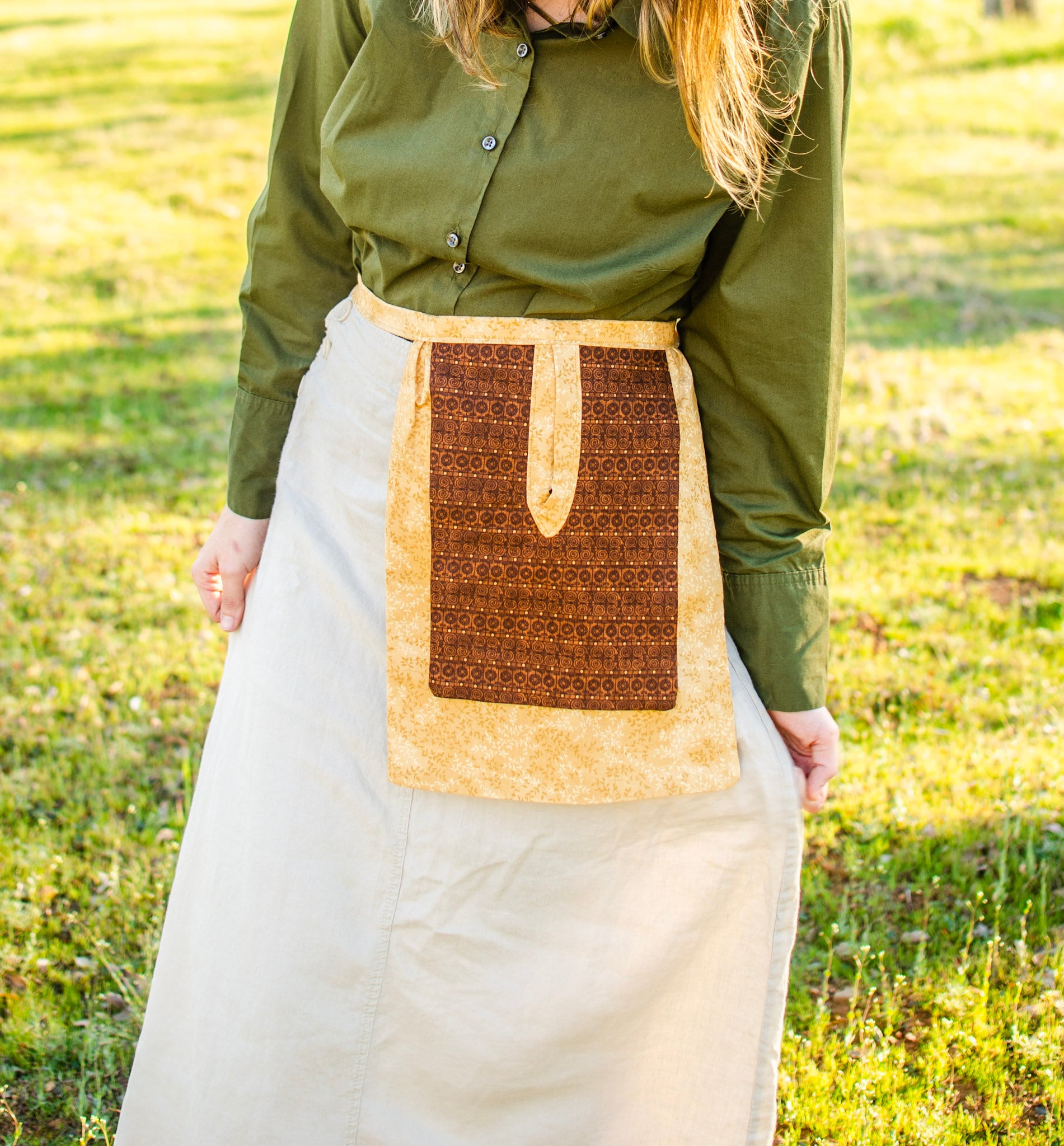 TIE-ON POCKET, Double Pocket, Brown and Tan, Prairie Pocket, Handmade ...