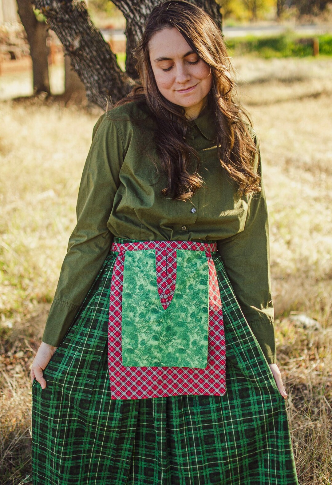 TIE-ON POCKET, Christmas Pocket, Double Pocket, Red Plaid, Festive ...