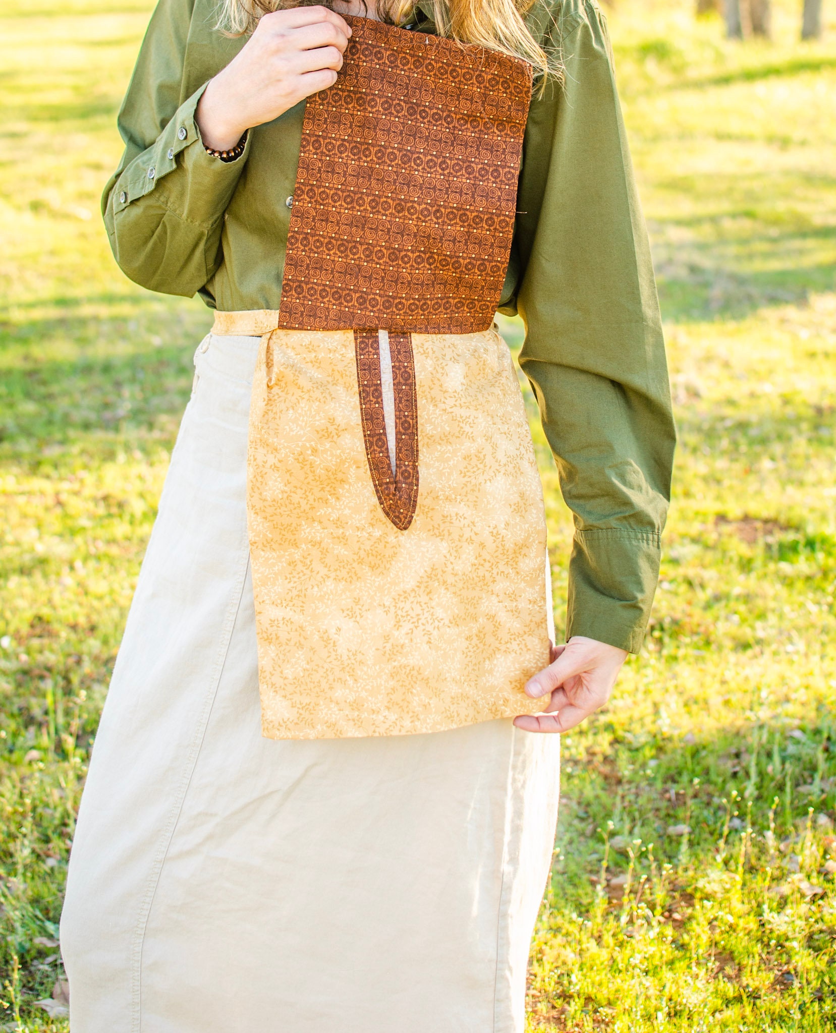 TIE-ON POCKET, Double Pocket, Brown and Tan, Prairie Pocket, Handmade ...