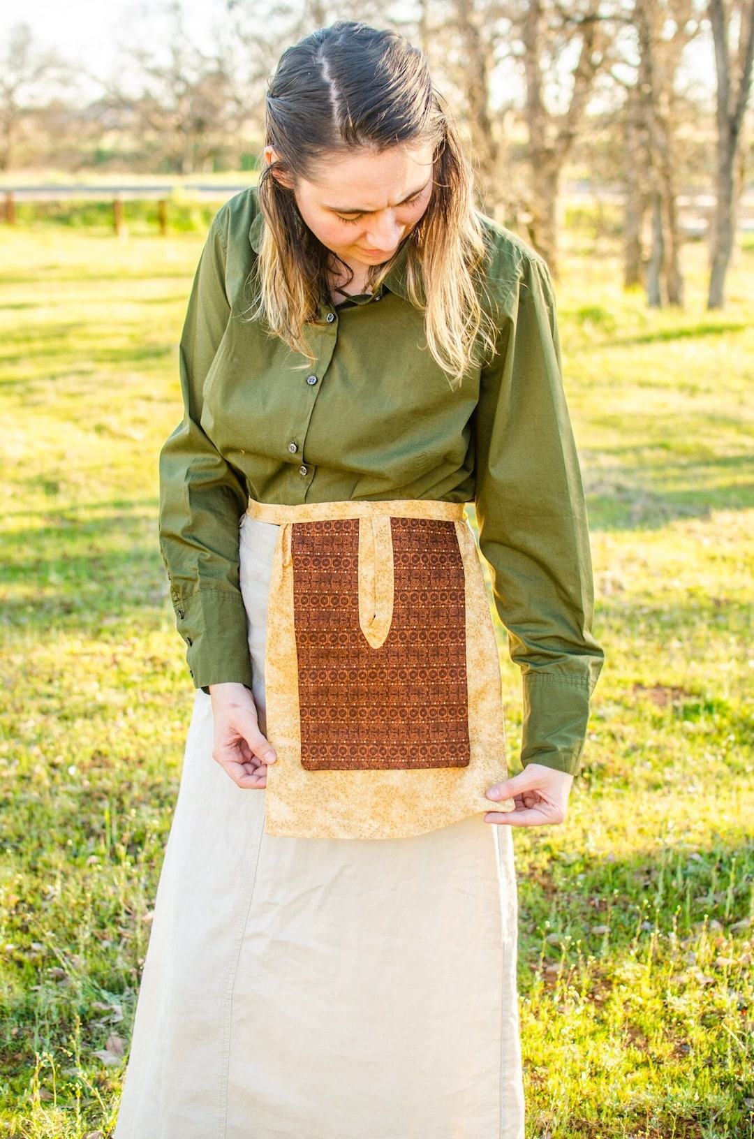 TIE-ON POCKET, Double Pocket, Brown and Tan, Prairie Pocket, Handmade ...