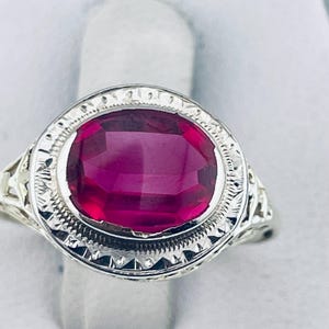 Rare Antique Victorian 3 Carat Flat Ruby Ring, 14 Karat White and ...