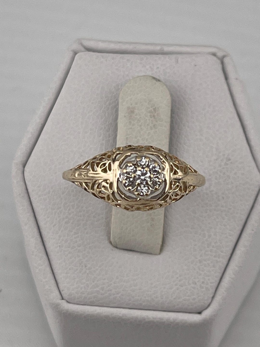 Antique 1/5 of a Carrot Diamond Cluster Victorian Ring 14 Karat Yellow ...