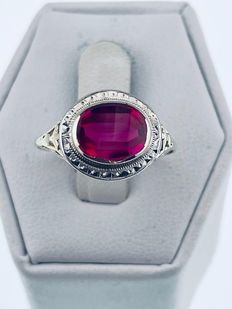 Rare Antique Victorian 3 Carat Flat Ruby Ring, 14 Karat White and Yellow Gold - Etsy