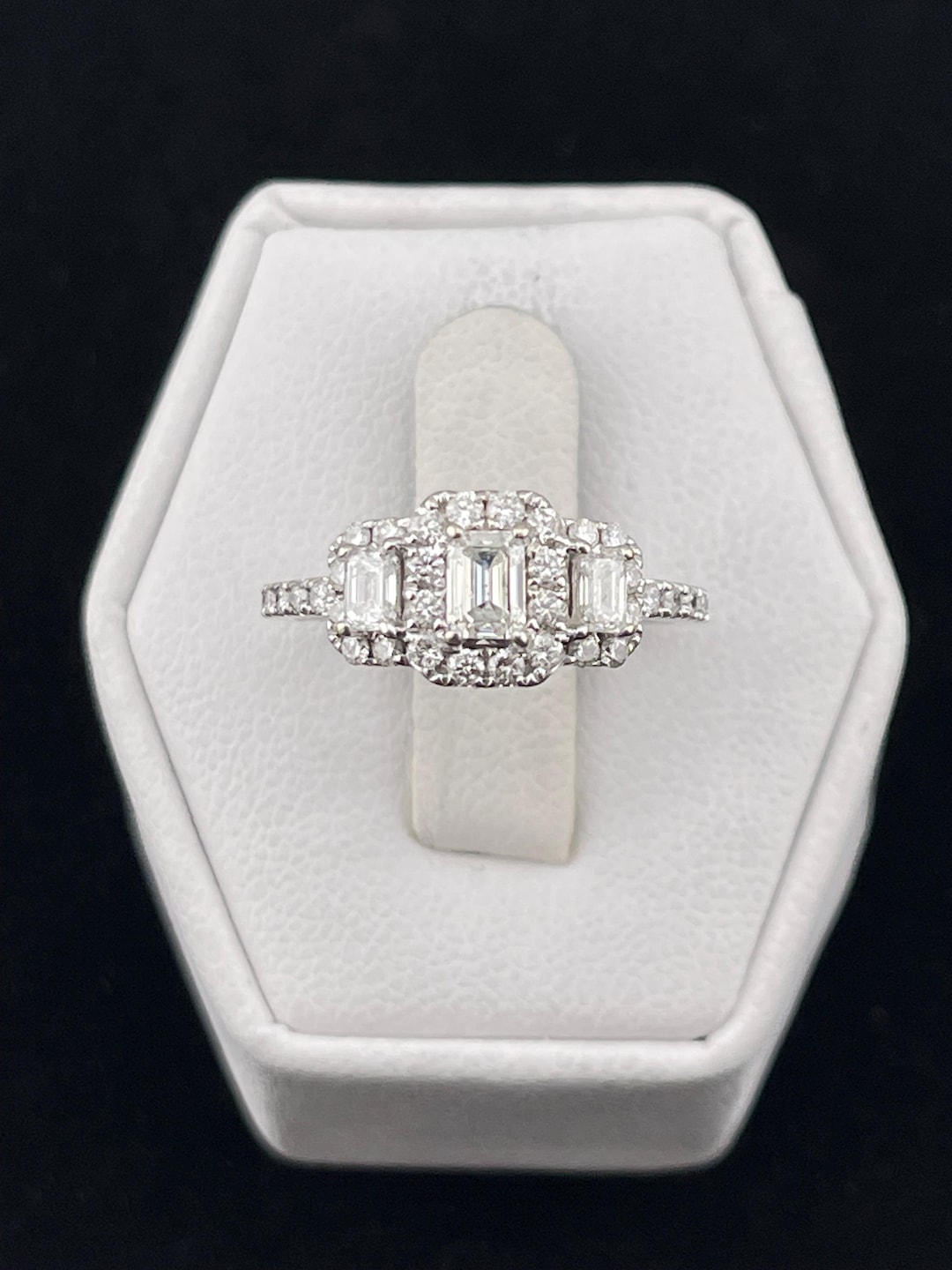 Vintage Past Present and Future Diamond Engagement Ring 14 Karat White ...