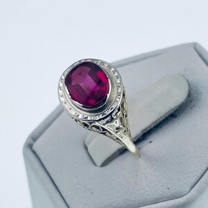 Rare Antique Victorian 3 Carat Flat Ruby Ring, 14 Karat White and ...