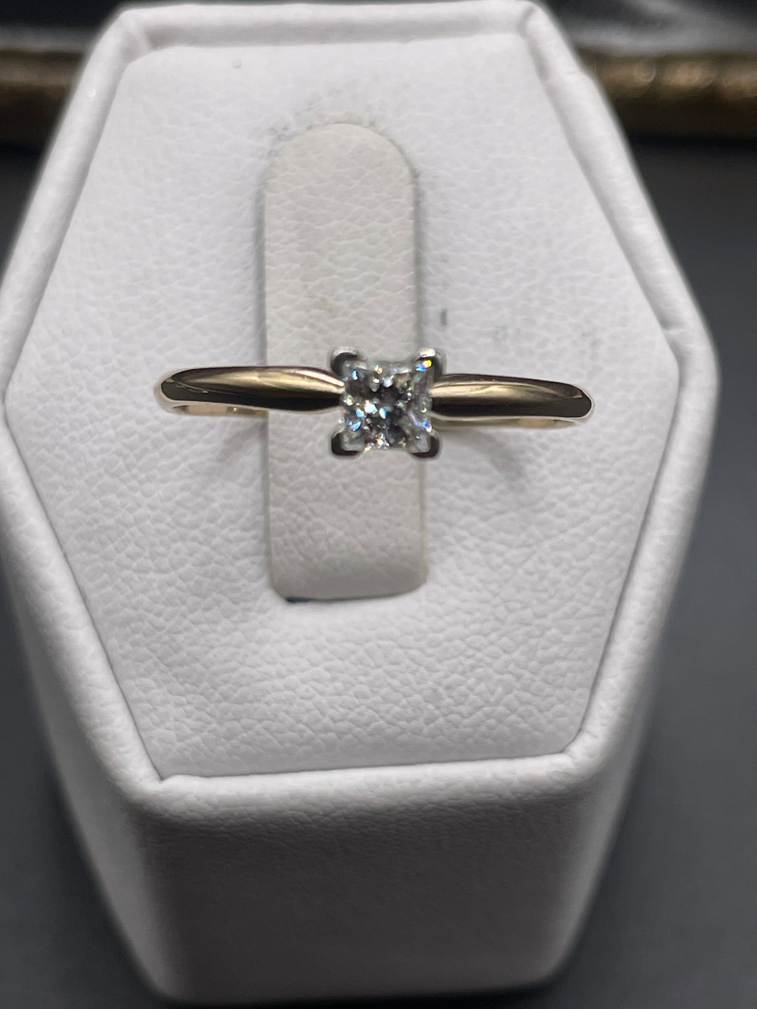 Vintage 2/5 Carrot Princess Cut Diamond Engagement Ring 14 Karat Yellow ...