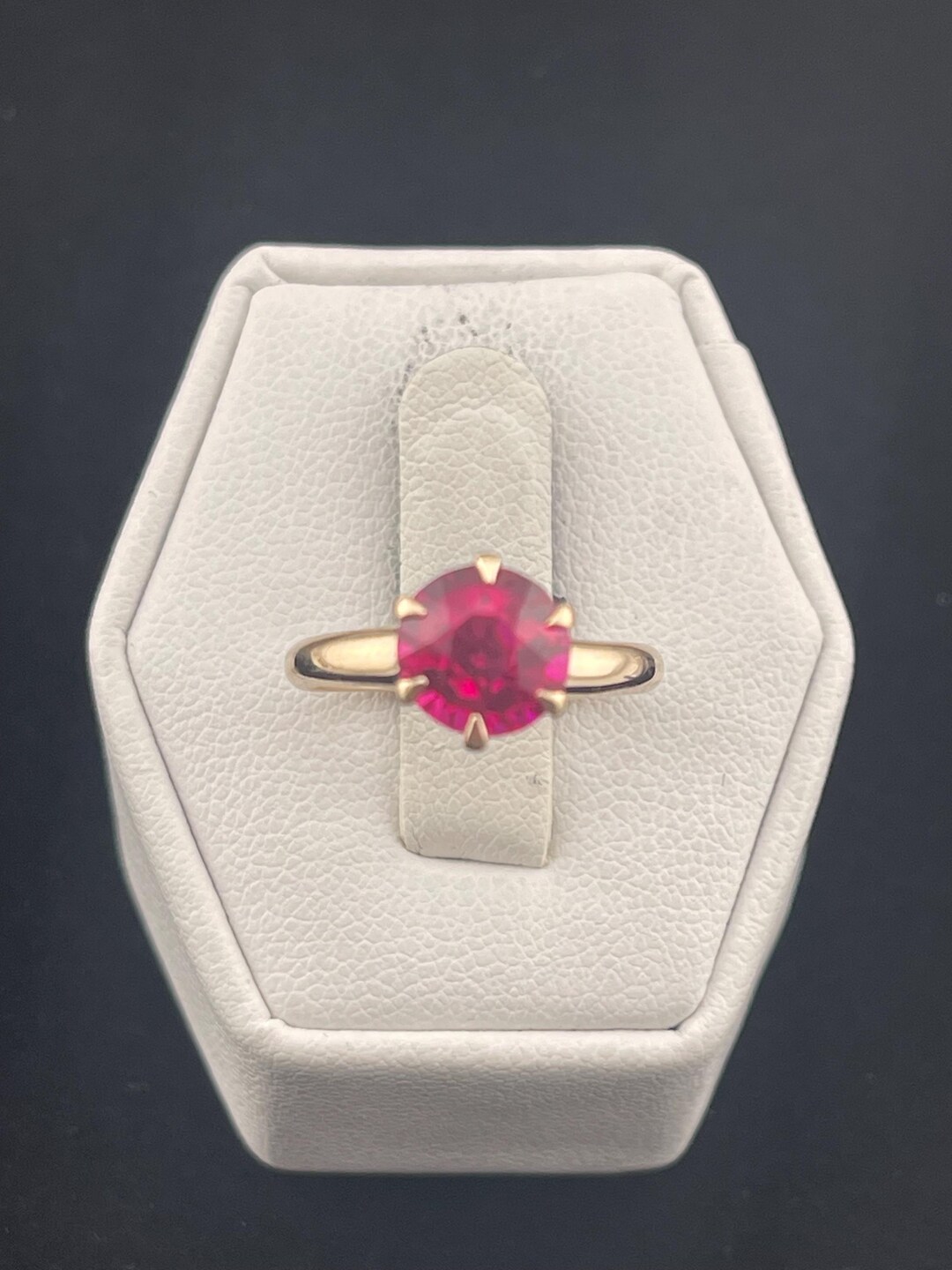 Antique One Carat, Natural, Ruby, Solitaire Ring, 10 Karat Yellow ...