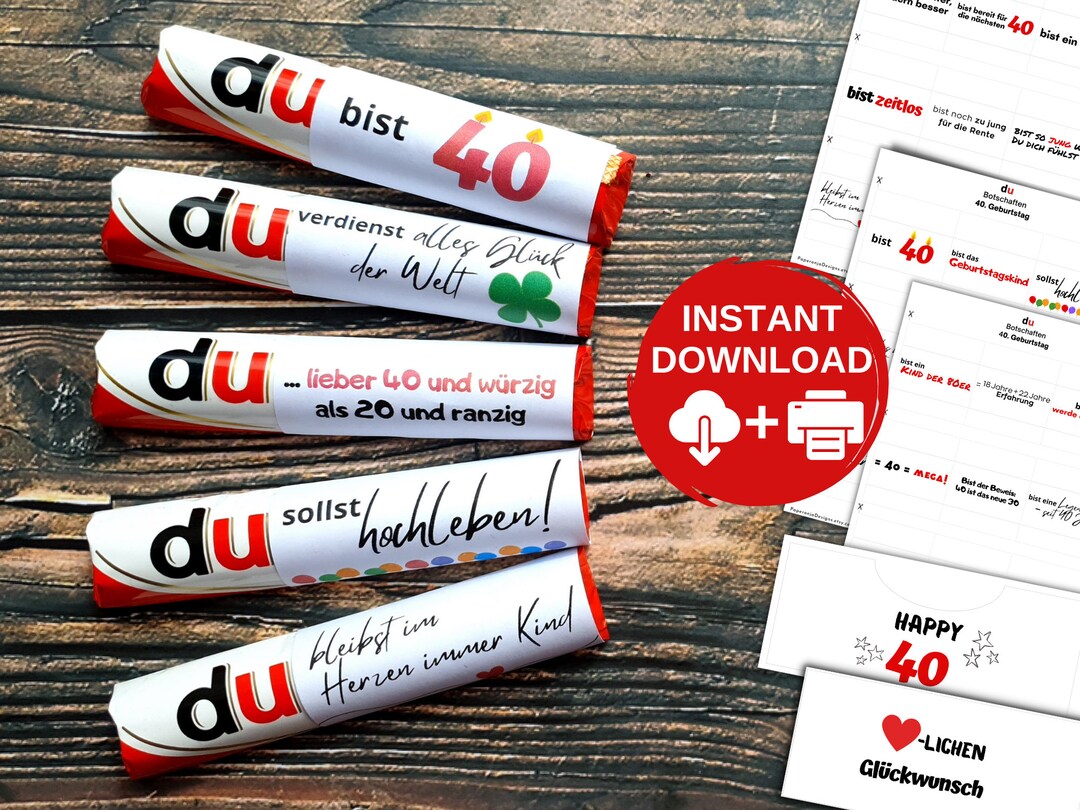 Download Duplo Banderolen 40. Geburtstag mit 27 Du bist Sprüchen als lustiges Geschenk ...