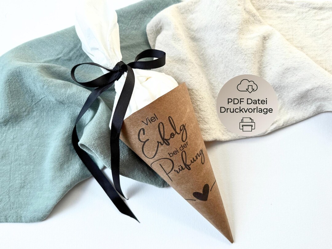 Print Template Mini School Cone "good Luck With the Exam" as an ...