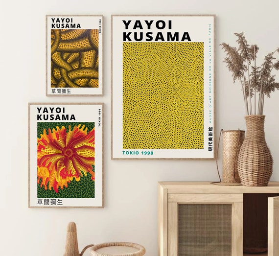 Art & Collectibles Prints Set Of 3 Printable Yayoi Kusama Art Print ...