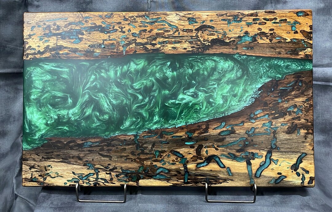 Pecan With Iridescent Emerald Resin - Etsy