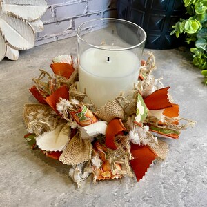 Fall Flower Candle Ring 4" or 6" Farmhouse Candle Ring Centerpiece ...